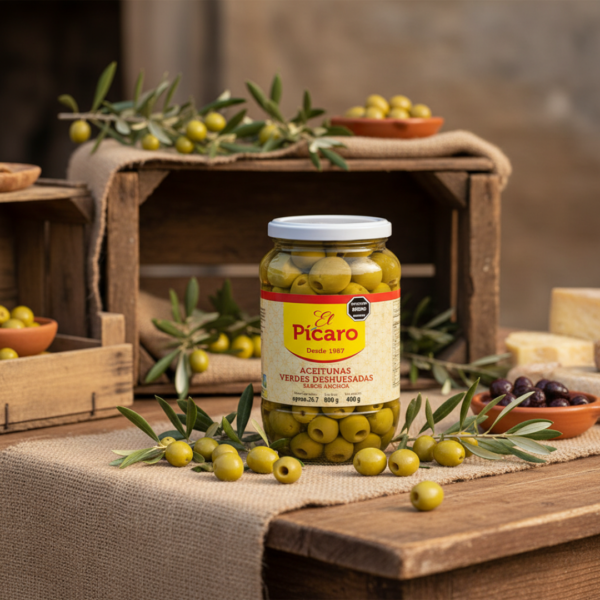 ACEITUNAS VERDE DESHUESADA SABOR ANCHOA DE 800 GR EL PICARO ...
